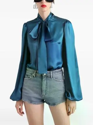 Dolce & Gabbana Pussy-bow Collar Blouse - Blue