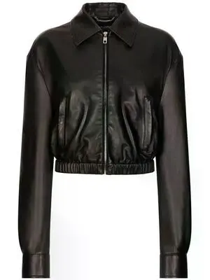 Dolce & Gabbana Logo-appliqué Leather Jacket