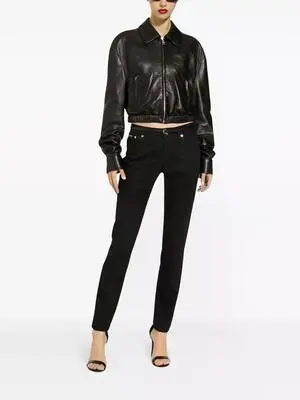 Dolce & Gabbana Logo-appliqué Leather Jacket