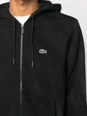 Lacoste Appliqué-logo Zip-up Hoodie - Black