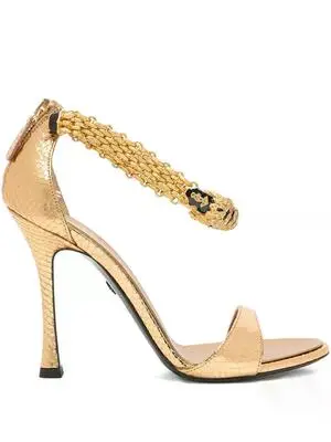 Roberto Cavalli Gold Tone Sandals For Women
