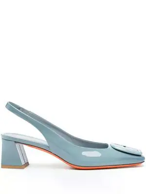 Santoni Patent Leather Slingback Pumps - Blue