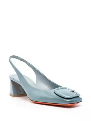 Santoni Patent Leather Slingback Pumps - Blue