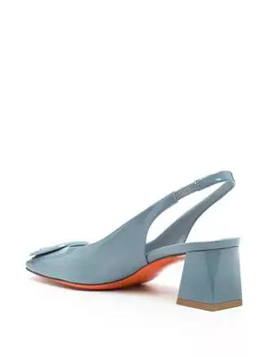 Santoni Patent Leather Slingback Pumps - Blue