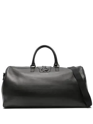 Roberto Cavalli Rc Plaque Leather Holdall Bag - Black