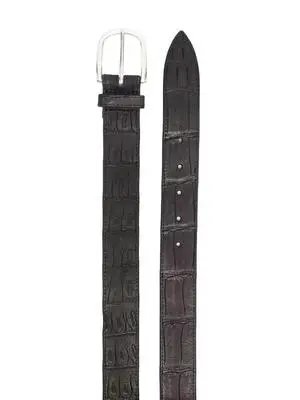 Orciani Animal-embossed Leather Belt - Black