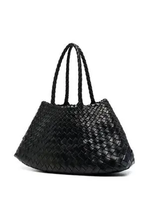 Dragon Diffusion Big Santa Croce Interwoven Leather Tote Bag - Black