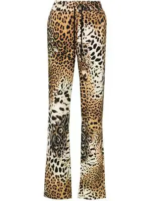 Roberto Cavalli Jaguar Skin-print Cotton Track Pants - Neutrals