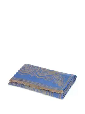 Etro Wool Throw Blanket With Jacquard Logo And Paisley
