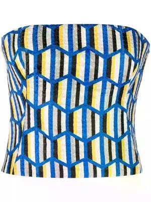 GEMY MAALOUF Geometric-pattern Strapless Top