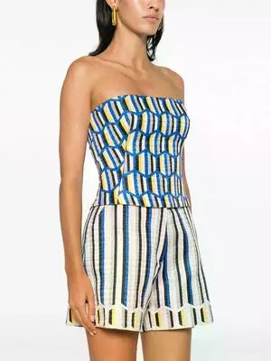 GEMY MAALOUF Geometric-pattern Strapless Top