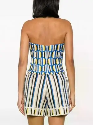 GEMY MAALOUF Geometric-pattern Strapless Top