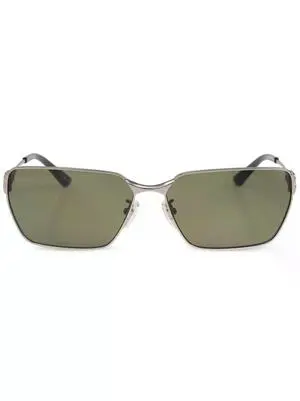 Balenciaga Bb-plaque Rectangle-frame Sunglasses - Silver