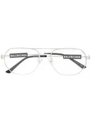 Balenciaga Logo Pilot Sunglasses - Silver