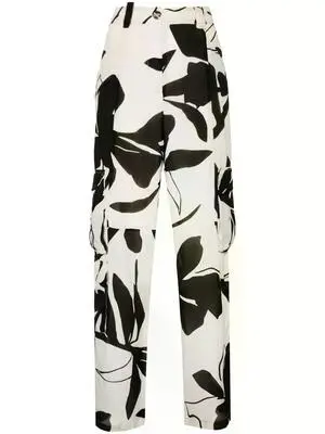 Liu Jo Abstract-print Silk Cargo Trousers - Neutrals