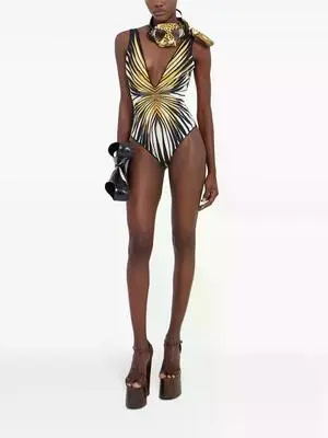 Roberto Cavalli Ray Of -print Swimsuit - Gold