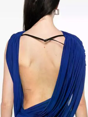 MUGLER Draped Backless Gown