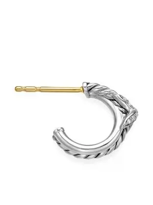 David Yurman Petite X Diamond Hoop Earrings