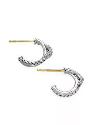 David Yurman Petite X Diamond Hoop Earrings