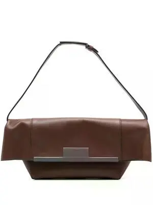 Max Mara Clasp Leather Clutch - Brown
