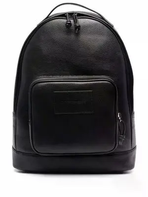 Emporio Armani Leather Zip-up Backpack - Black