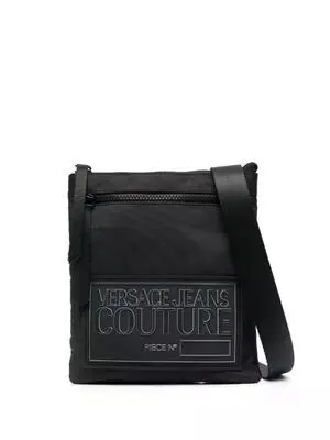 Versace Logo-patch Zip-fastening Shoulder Bag - Black