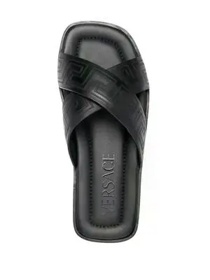 Versace Greca-pattern Open-toe Slides