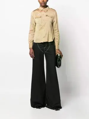 Undercover Open-back Cotton-silk Blend Shirt - Neutrals