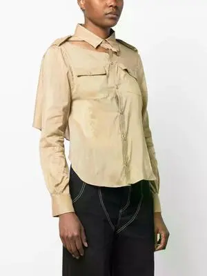 Undercover Open-back Cotton-silk Blend Shirt - Neutrals