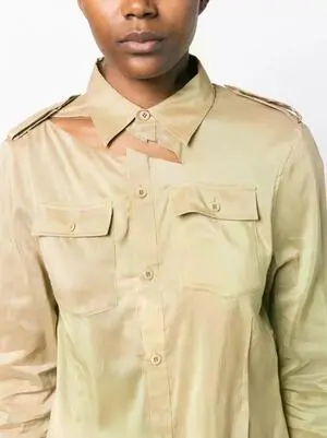 Undercover Open-back Cotton-silk Blend Shirt - Neutrals