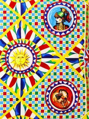 Dolce & Gabbana Large Carretto-print Velvet Cushion