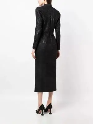 SAIID KOBEISY Brocade-effect Long-sleeve Dress