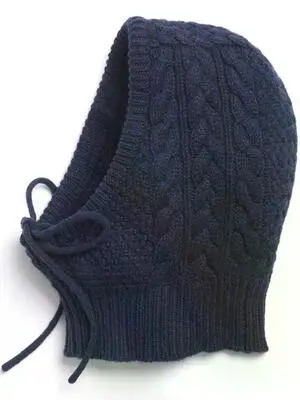BARRIE Cashmere Cable-knit Balaclava - Blue