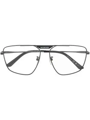Balenciaga Polished-effect Pilot-frame Glasses - Black