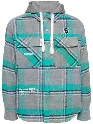 AAPE BY *A BATHING APE Check-pattern Hooded Jacket - Grey
