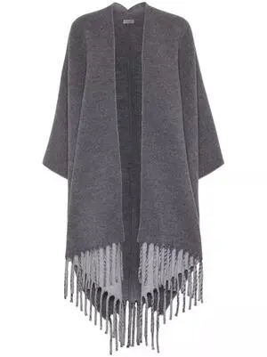 Brunello Cucinelli Fringed-edge Wool-cashmere Cape - Grey