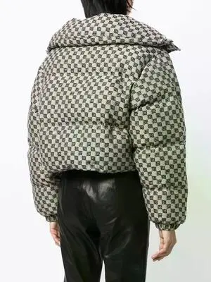 MISBHV Monogram-print Cropped Puffer Jacket - Neutrals