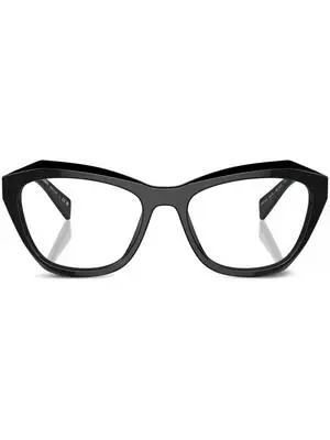 Prada Logo-engraved Geometric-frame Glasses - Black