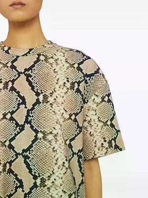 JIL SANDER Snakeskin-print Cotton T-shirt - Brown