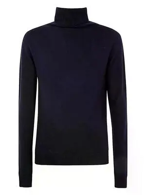 MD75 Ribbed Roll Neck Wool Jumper - Blue