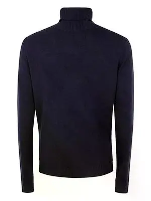 MD75 Ribbed Roll Neck Wool Jumper - Blue