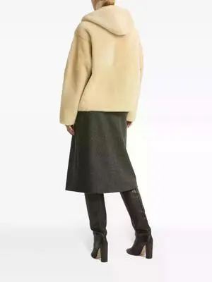 YVES SALOMON Hooded Shearling Jacket - Neutrals