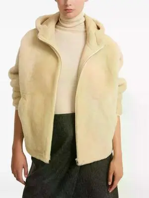 YVES SALOMON Hooded Shearling Jacket - Neutrals