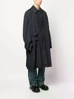 Random Identities Strap Detail Midi Raincoat - Blue