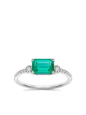 DINNY HALL 14k White Gold Betony Emerald Ring - Silver