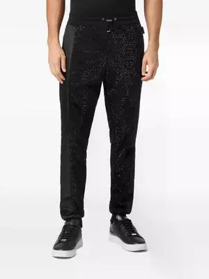Philipp Plein Inserts Monogram Strass Track Pants - Black