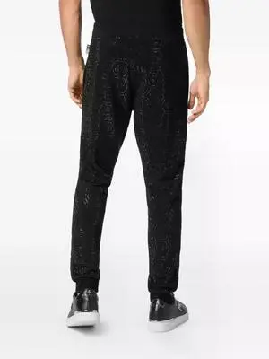 Philipp Plein Inserts Monogram Strass Track Pants - Black