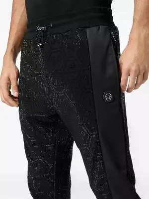 Philipp Plein Inserts Monogram Strass Track Pants - Black