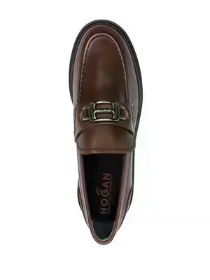 Hogan H619 Logo-plaque Leather Loafers