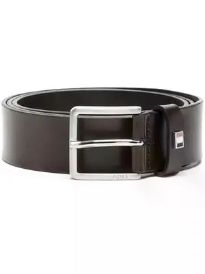 BOSS Italian-made Leather Belt With Signature-stripe Trim - Brown